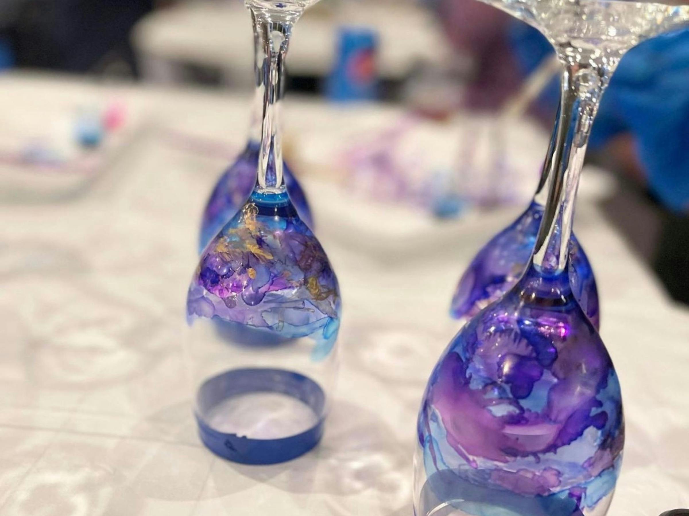 Sip ‘n’ Dip - Alcohol Ink Wine Glass Decorating Class- Mango Hill ...