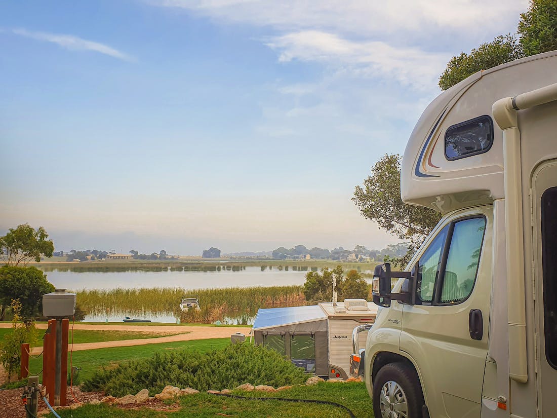 Clayton Bay Riverside Holiday Park, Powered and unpowered caravan...